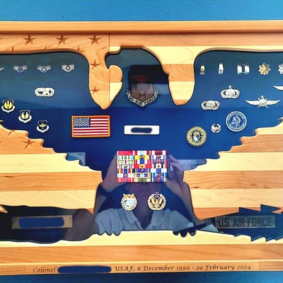 Handcrafted Air Force Shadow Box Oak & Black Walnut - Etsy