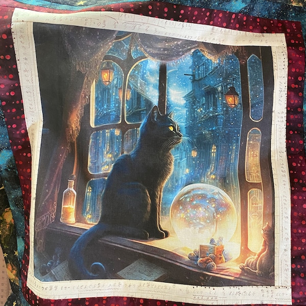 Cat in the Magic Shop, Moonlight 100% Natural Cotton or 290gsm Thick ...