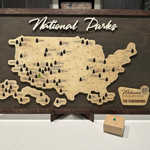 USA National Park Map Wood US Map of United States Map Wooden USA Map ...