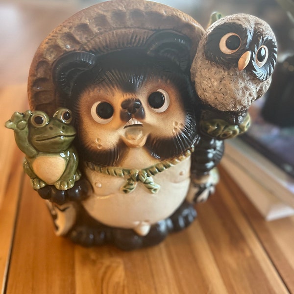 Lucky Shigaraki Yaki Tanuki Japanese Raccoon Dog Kawaii,cute,ceramic,frog,owl,japanese Ornament ...