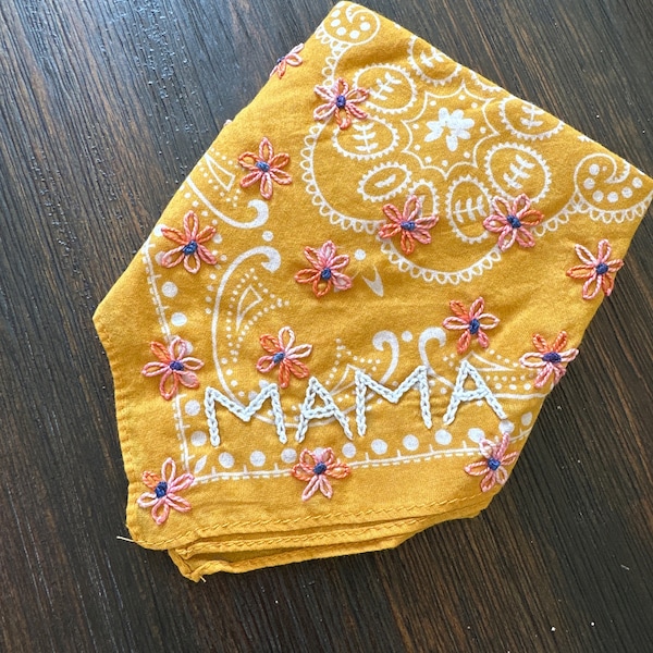Hand Embroidered Bandana | Name Hair Scarf | Personalized Bandana ...