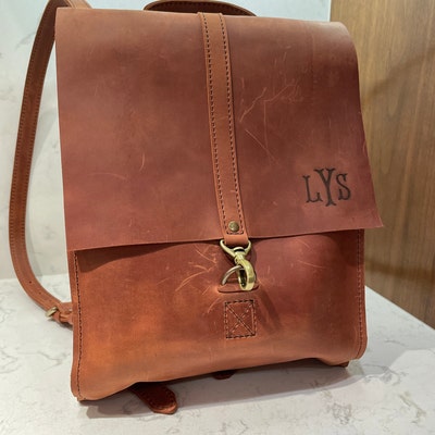 Personalized Leather Mini Backpack With Monogram, Small Leather ...