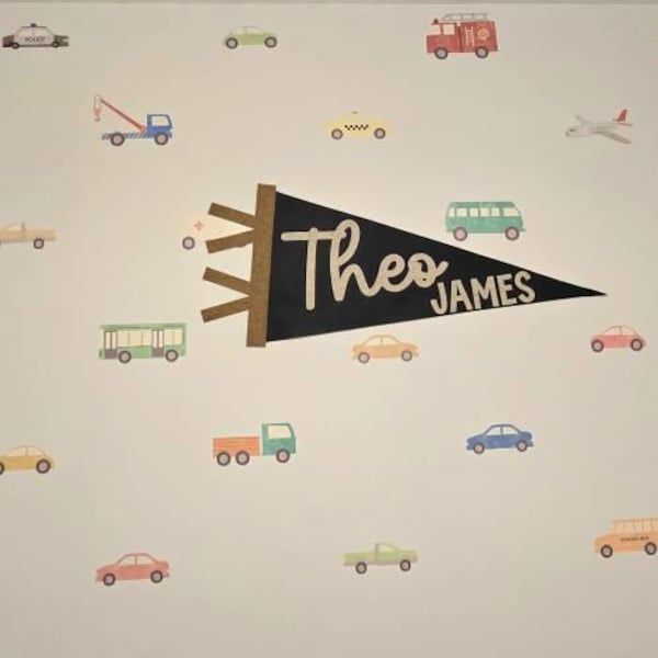 Large 30 Inch Custom Name Felt Pennant, Over Crib Name Flag ...