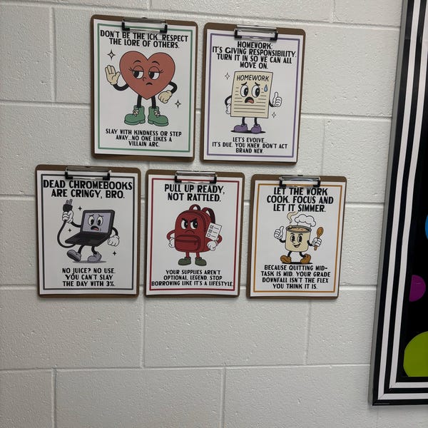 Funny Classroom Rules Poster Set | Gen Alpha Slang Decor for Middle ...