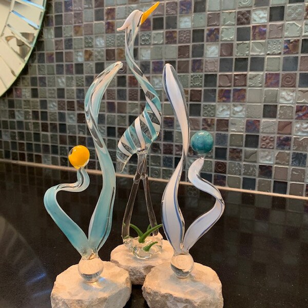 Heron (medium) Handblown Glass Sculpture - Etsy