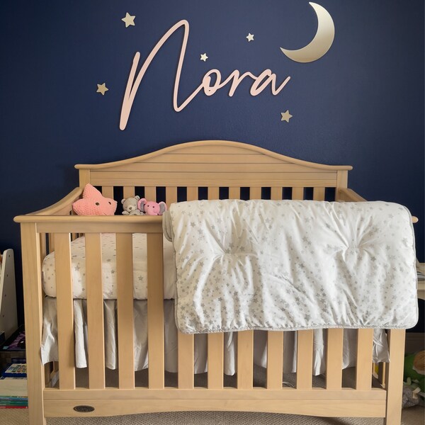 Children's Nursery Bedroom Moon and Stars Sign in Mirror, Boys Nursery ...