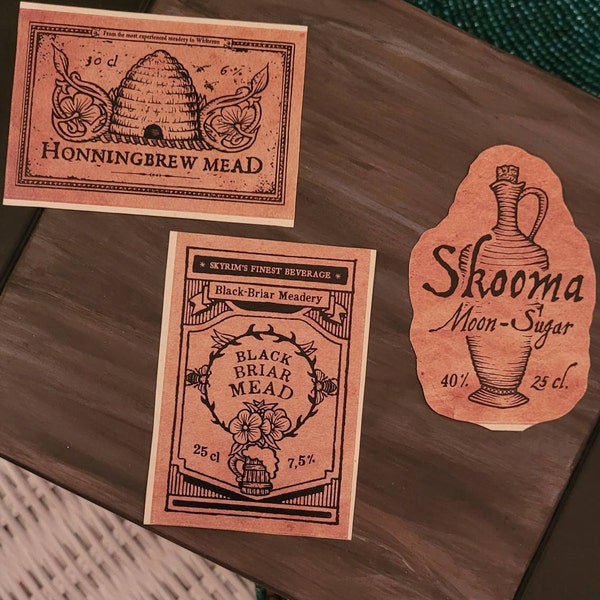 3 Skyrim Beverages Stickers - Skooma, Honningbrew and Black-briar Mead ...