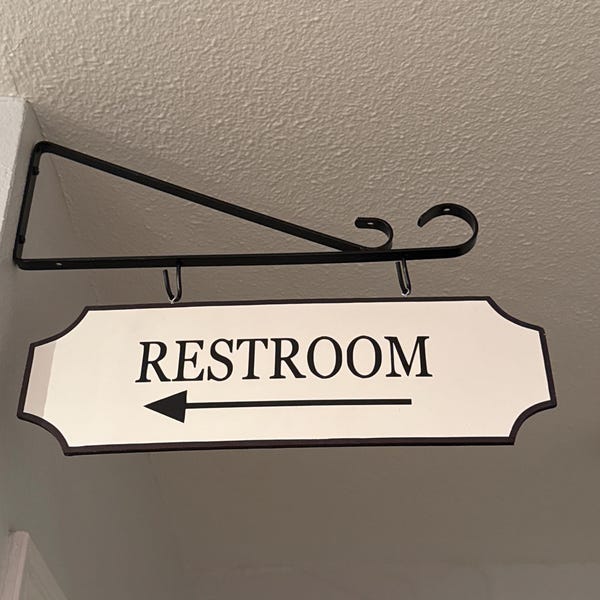 Bathroom Street Sign Double Sided Restroom Sign With Arrow Farmhouse ...