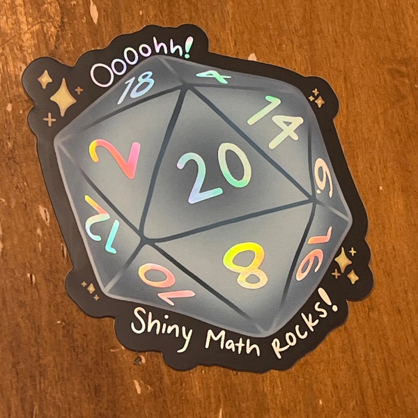 Shiny Math Rocks Holographic Dice Sticker | D20 Dungeons and Dragons ...