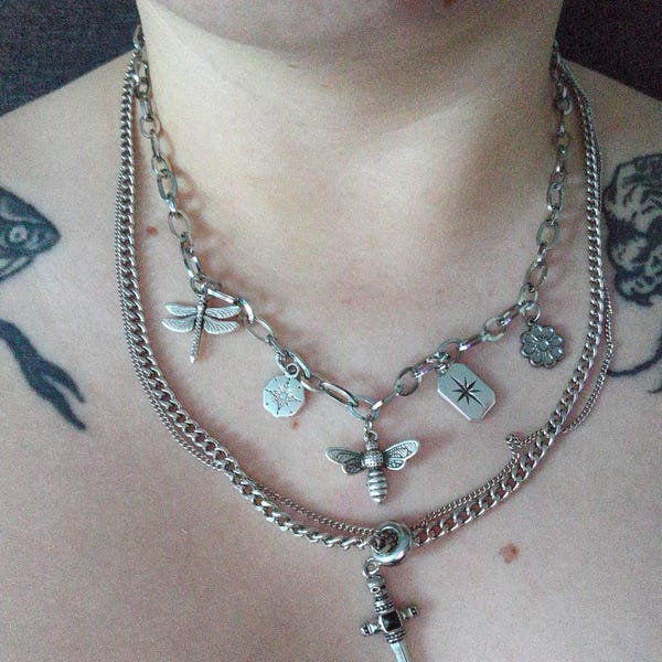 Charms Necklace Design Your Own, Stainless Steel Charm Necklace, Silver ...