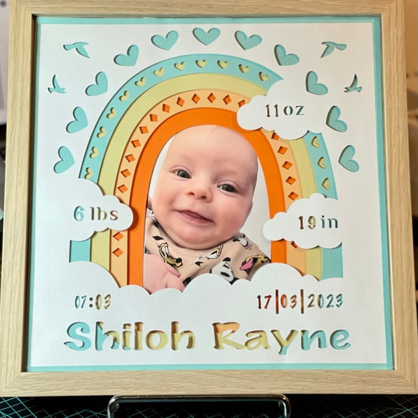 3D Baby Stats Shadow Box for Kids, Baby Birth Shadow Box, Custom Name ...
