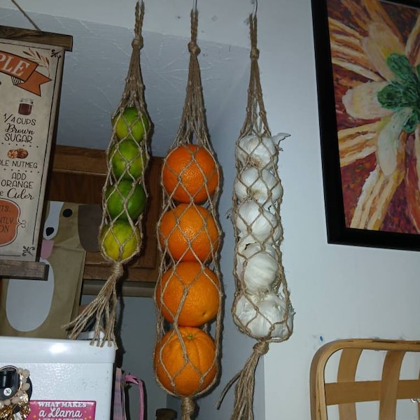 Macrame Garlic Lemon (S Size) Orange Onion (L Size) Hanging Bag ...