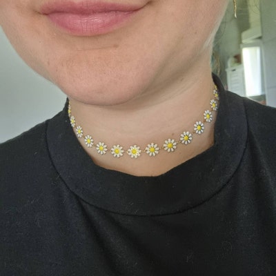 Flower Necklace, Tiny Flower Necklace, White Flower Necklace, Gifts for ...