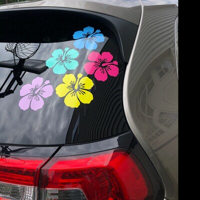 Flower Car Window Decal, Hibiscus Flower Decal, Car Decal, Flower Vinyl ...