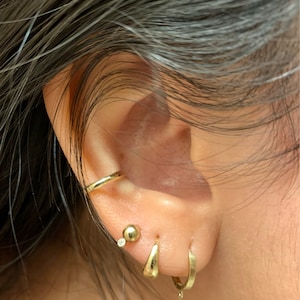 14k Gold Ear Cuff, Solid Gold Ear Cuff, Non Pierced Earring, Ear Cuff ...