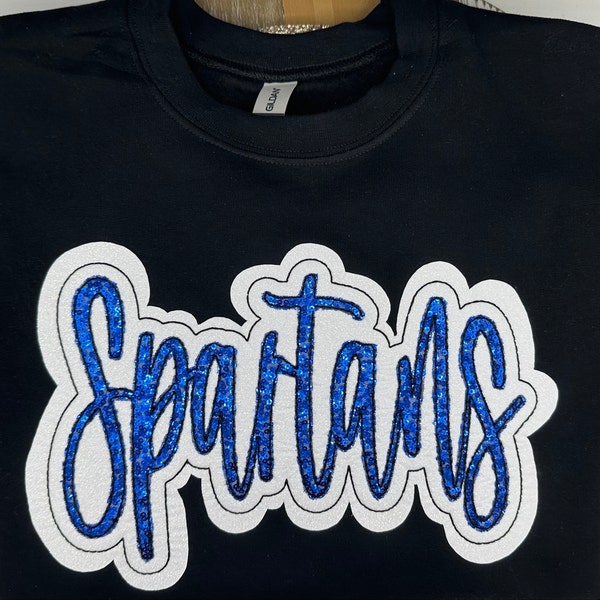 Bean Stitch Spartans Double Stacked Script Applique Embroidery Download - Etsy