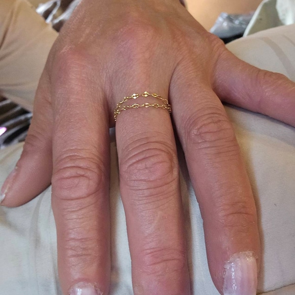 Dainty Double Chain Ring: 16K Gold Plated Minimalist Jewelry - Etsy