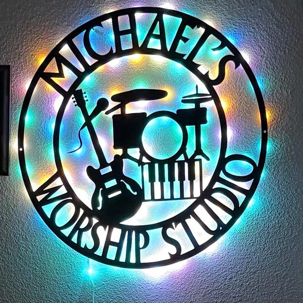 Personalized Musical Instruments Metal Wall Art With Led Lights, Custom ...