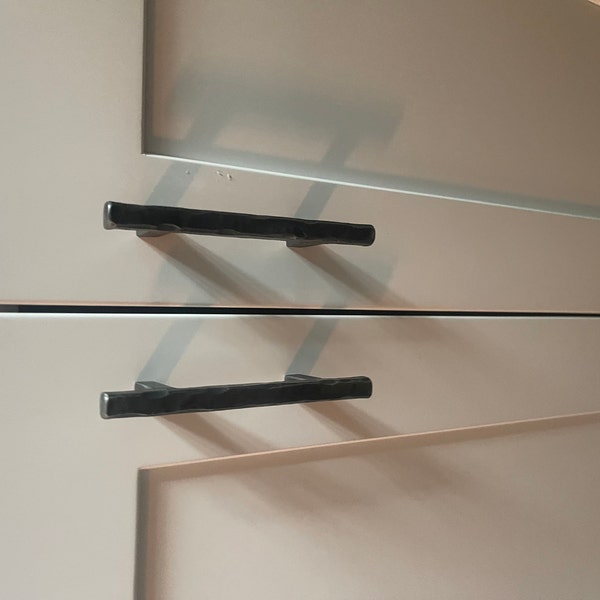 Hand Forged Hammered Square Stem Drawer Handle - Brushed - Individual ...