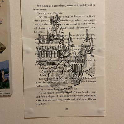 Bespoke Hand-drawn Harry Potter Inspired Book Page Art - Etsy