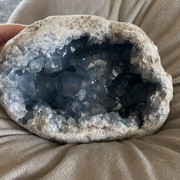 Celestine Geode Large 9 Lbs Rare Stalactite Heavenly Blue Celestite ...