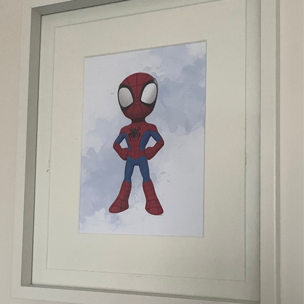 Spidey and Friends Poster Superhero Watercolour Wall Art Nursery Kids ...