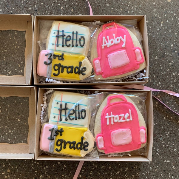 Personalized Back to School Backpack Paper and Pencil Sugar Cookies - Etsy