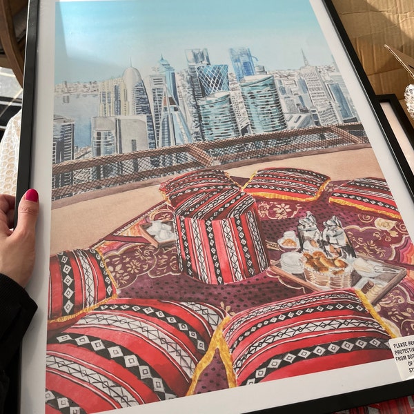 Doha Print, Qatar Wall Art, Middle East Print, Doha Cityscape, Qatar ...
