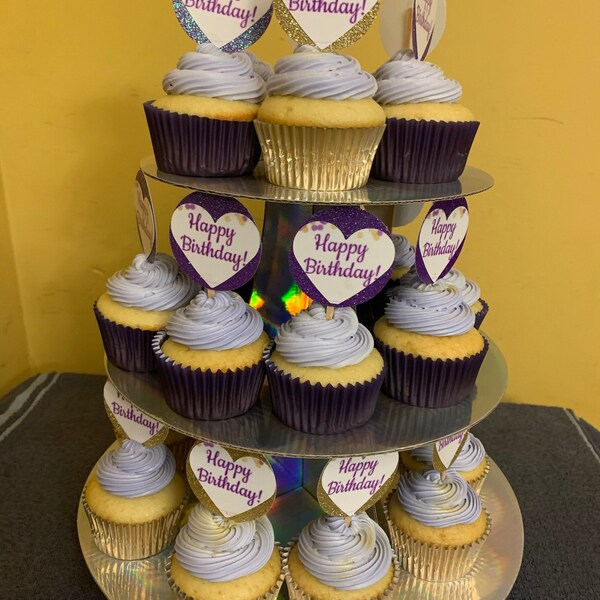 Happy Birthday Cupcake Toppers, Printable Party Circles, Favor Tags ...