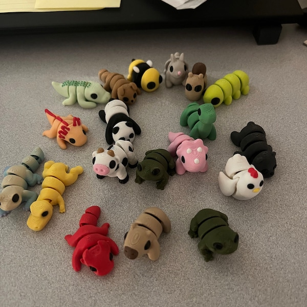 3D Printed Articulated Mini Creatures - Fidget Animal - Baby Animals - Etsy