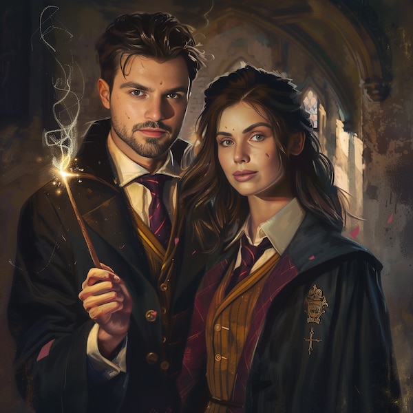 Personalised Magician Family Portrait, Customised Digital Art, Magic ...