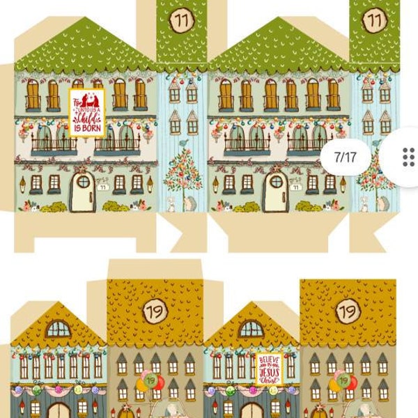 Advent Calendar, Printable Christmas Village Boxes PDF, Countdown to ...