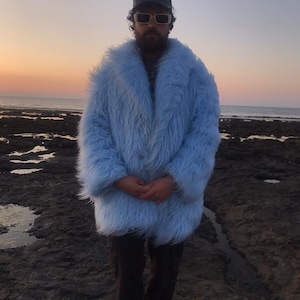 Baby Blue Fur Coat Fluffy Jacket Furry 100% Polyester - Etsy