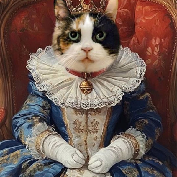 Custom Royal Cat Princess Portrait From Photo, Royal Pet Portrait ...