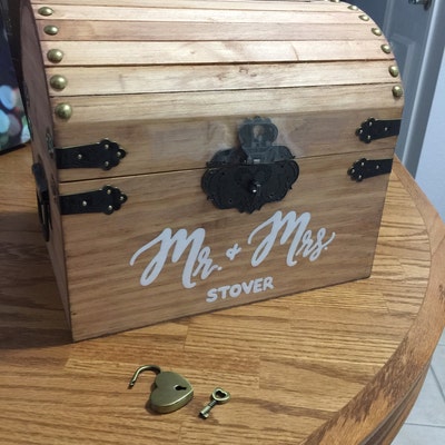 Personalized Wedding Card Box, Wedding Chest With Slot and Lock, Cards ...