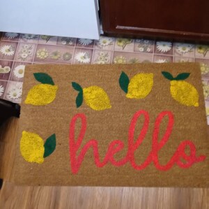 Hello Lemon Doormat Summer Welcome Mat Lemon Decor - Etsy