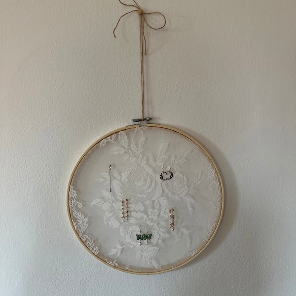 Vintage Jewelry Rack, 12" Fabric Earring Holder, Retro Earring Display ...