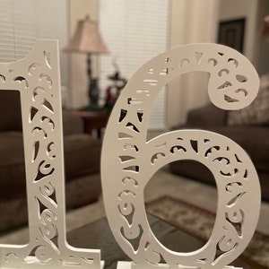 White Pvc Stand Alone 16 Sweet 16s Cake Topper Centerpiece Table Decor ...