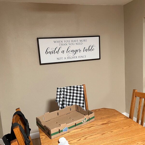 Build a Longer Table Sign, Modern Farmhouse Wall Decor, Anniversary ...