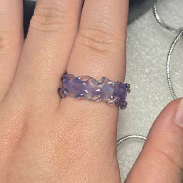 Dreamlike Cosmic Glass Ring, Lampwork Glass Ring, Colored Glass Ring ...