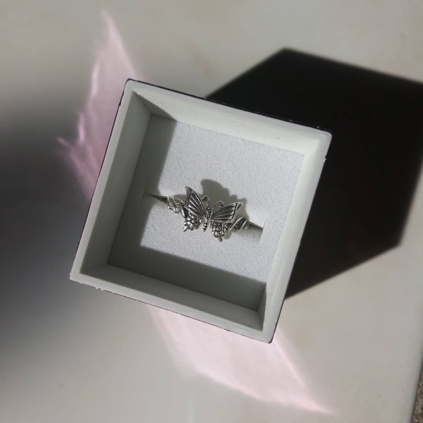 Butterfly Band Ring Solid 925 Sterling Silver Butterfly Ring Statement ...