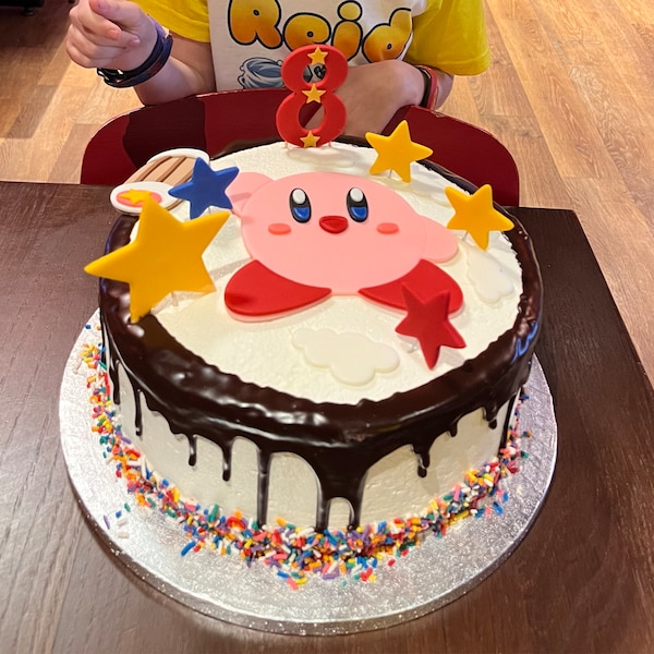 Kirby Cake Topper, Birthday Cake Decorations Edible Fondant - Etsy