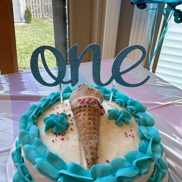 Blue One Cake Topper, Birthday Cake Toppers, First Birthday Cake Topper ...