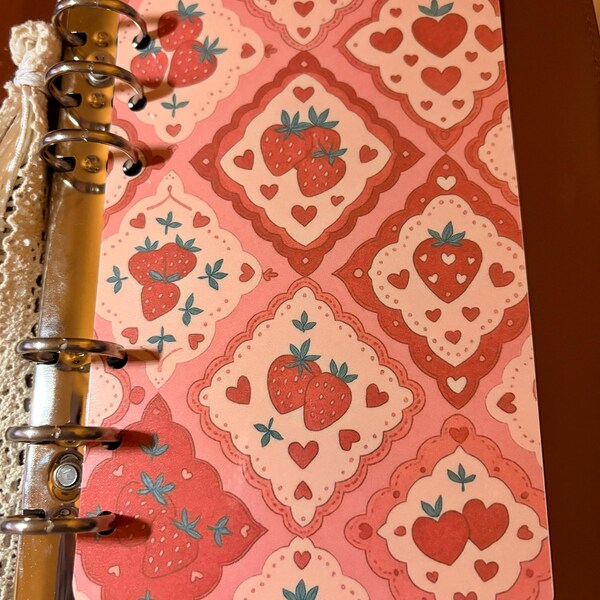 Strawberry Themed Inserts Dashboards Cards Bookmarks for A6 Personal ...