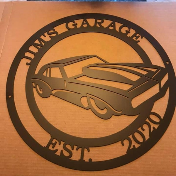 Personalized Muscle Car Metal Garage Sign | Race Car Custom Metal Sign ...