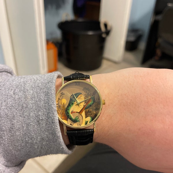 Frog Playing Guitar Leather Watch, Frog Music Ladies Watch, Unisex ...