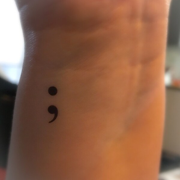 Semicolon Heart Awareness Temporary Tattoo 5 Waterproof Durable Fake ...