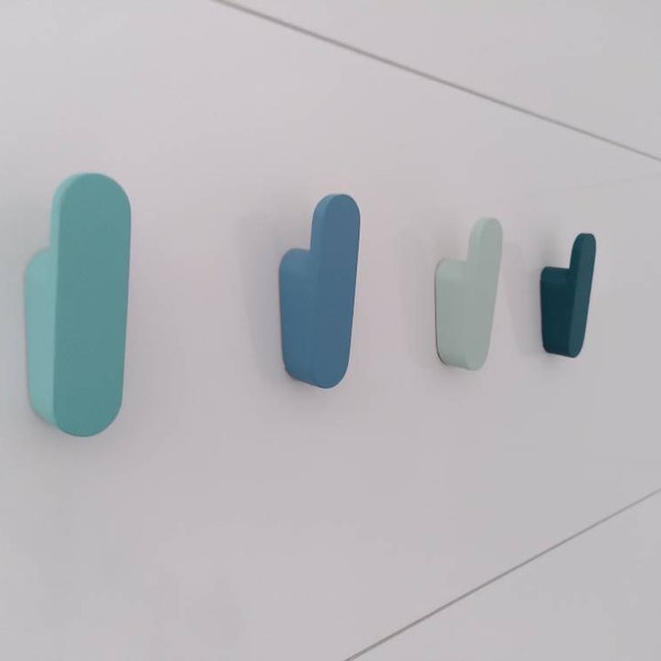 Self-adhesive Oak Wooden Rounded Wall Hooks Sets, Danish Oil Finish ...