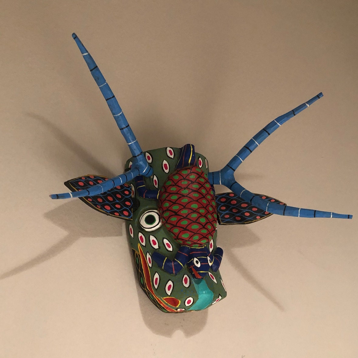 Mexican Decorative Indigenous Spirit Animal Hand Carved Wood Wall Mask