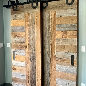 Homacer Black Rustic Ceiling Mount Non-bypass Sliding Barn Door ...